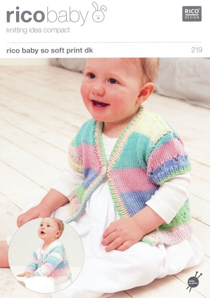 Rico Babies Cardigans Knitting Pattern in Baby So Soft DK 219