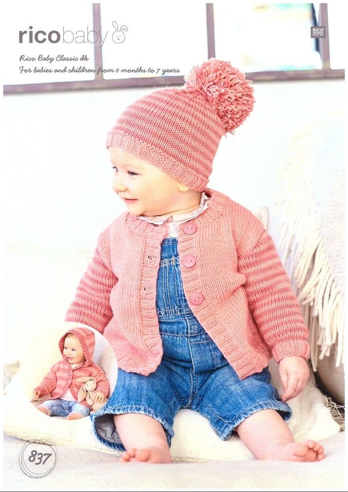Rico Babies/Childrens Cardigans and Hat Knitting Pattern in Rico Baby ...