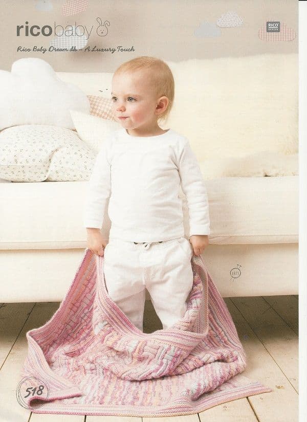 Rico Babies/Childs Blankets Knitting Pattern in Baby Dream DK 518