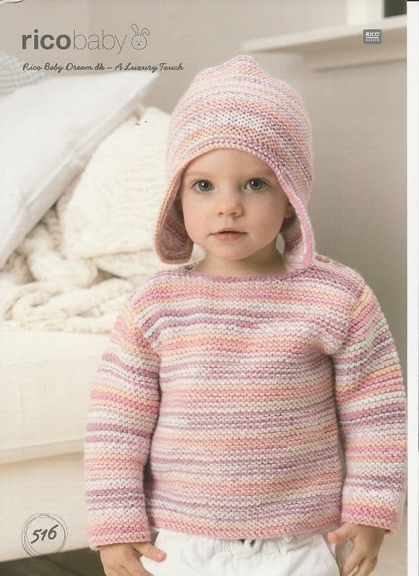 Rico Babies Hat and Sweater Knitting Pattern in Baby Dream DK 516