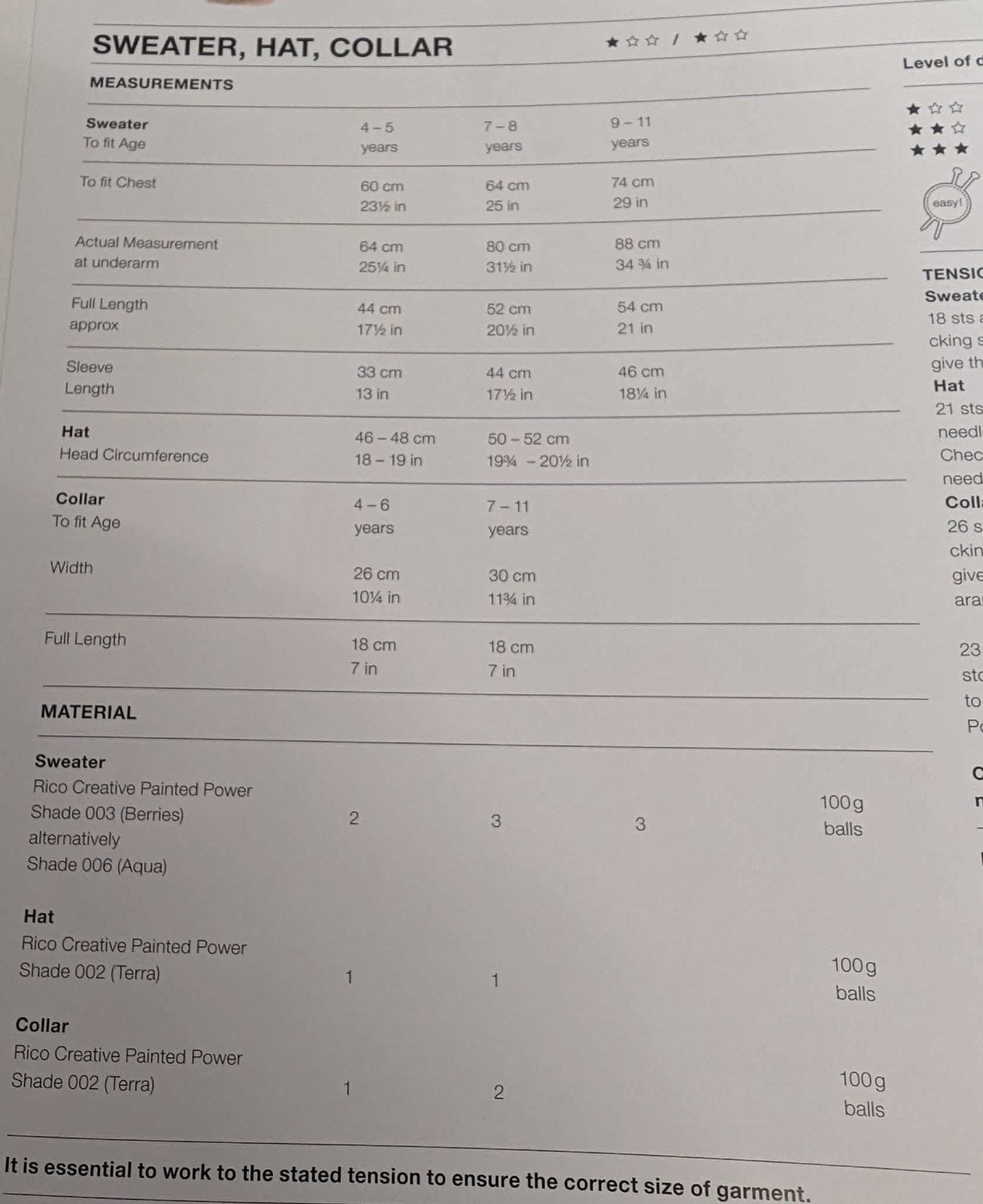 Rico Children s Sweater Hat & Collar Knitting Pattern in Painted Power ...