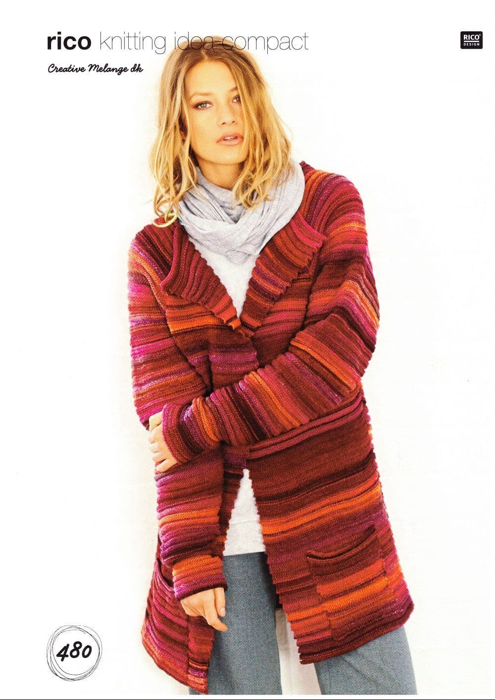 Rico Ladies Cardigan Knitting Pattern in Creative Melange DK 480
