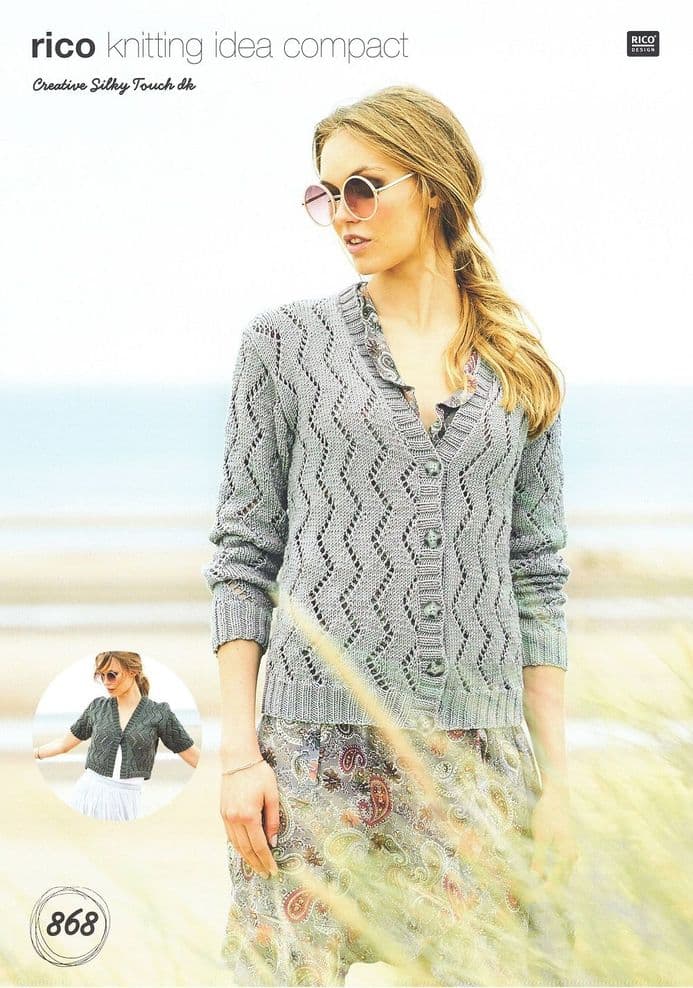 Rico Ladies Cardigans Knitting Pattern in Creative Silky Touch DK 868