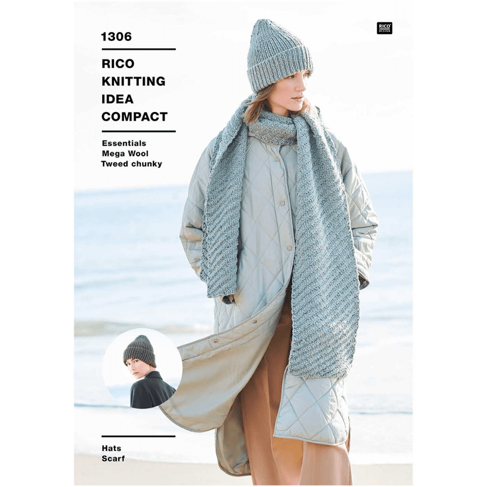 Rico Ladies Hat & Scarf Knitting Pattern in Essentials Mega Wool Tweed 1306