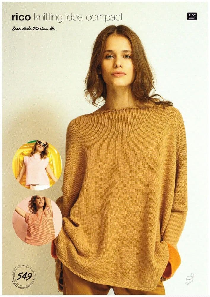 Rico Ladies Square Top Jumper Striped Top Knitting Pattern in ...