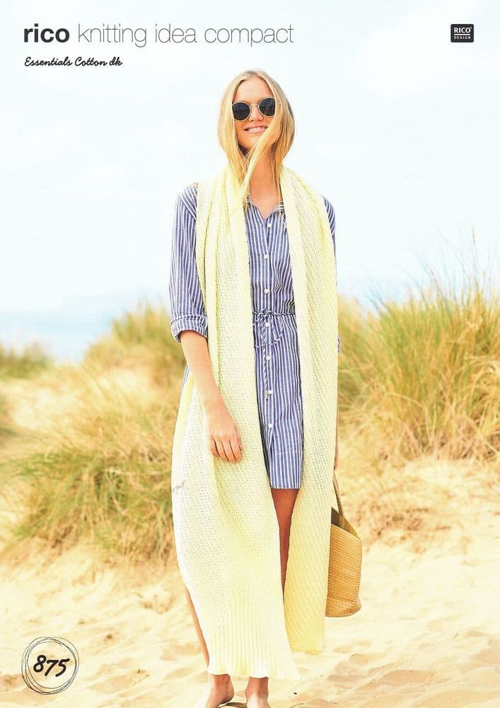 Rico Ladies Stole Knitting Pattern in Essentials Cotton DK 875