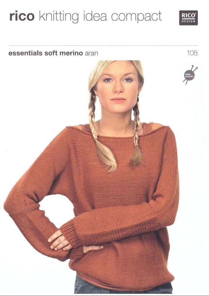Rico Ladies Sweater Knitting Pattern in Essentials Soft Merino Aran 108