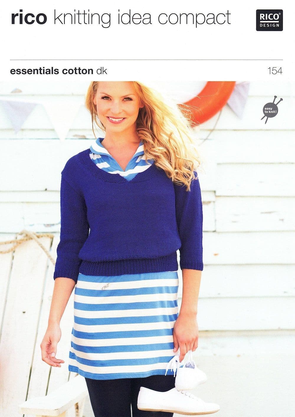 Rico Ladies Tops Knitting Pattern in Essentials Cotton DK 154