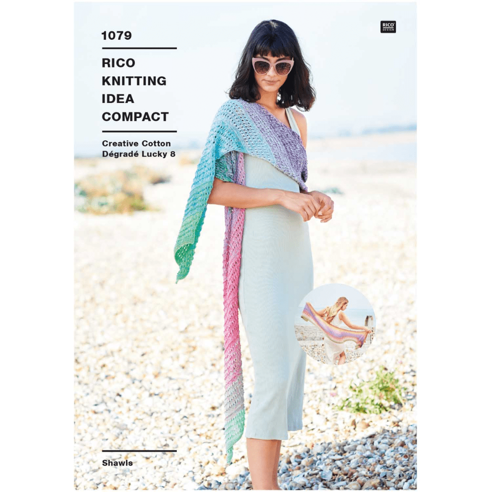 Rico Shawls Knitting Pattern in Creative Cotton Degrade 1079