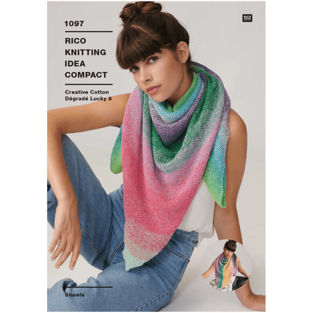 Rico Shawls Knitting Pattern in Creative Cotton Degrade 1097