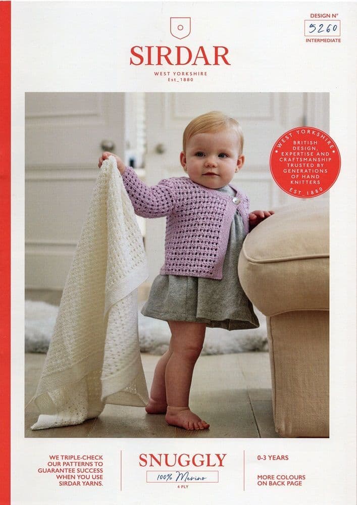 Sirdar Babies Cardigan Knitting Pattern in 4ply 5260