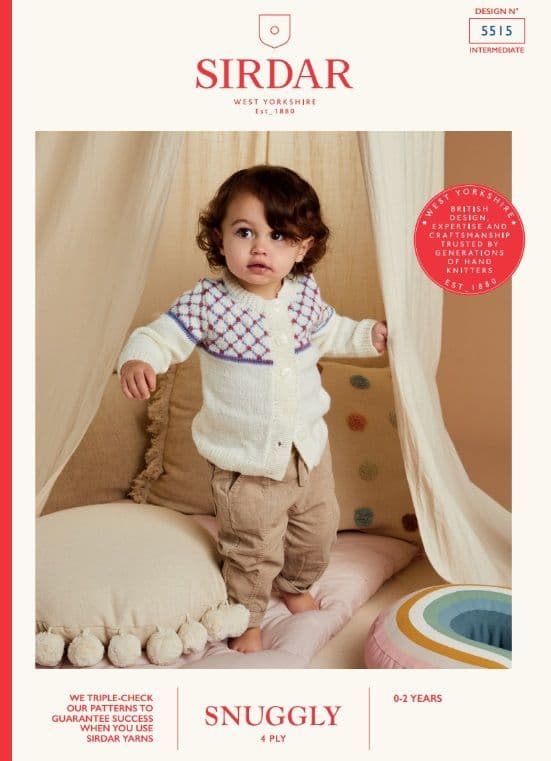 Sirdar Babies Cardigan Knitting Pattern in Snuggly 4ply - 5515 PDF DOWNLOAD