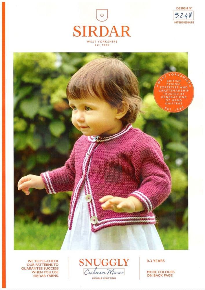 Sirdar Babies Cardigan Knitting Pattern in Snuggly Cashmere Merino DK 5248