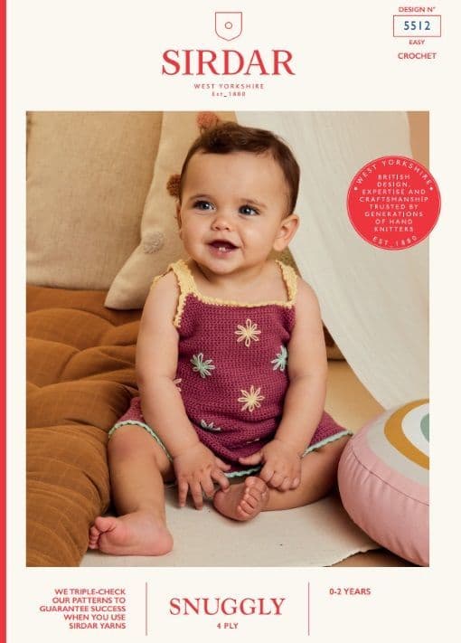 Sirdar Babies Dress Crochet Pattern in Snuggly 4ply - 5512 PDF DOWNLOAD