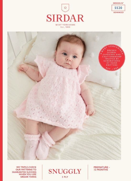 Sirdar Babies Dress & Socks Knitting Pattern in Snuggly 3ply - 5520 PDF ...
