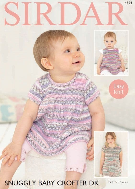 Sirdar Babies/Girls Dresses Knitting Pattern in Baby Crofter DK - 4754 ...
