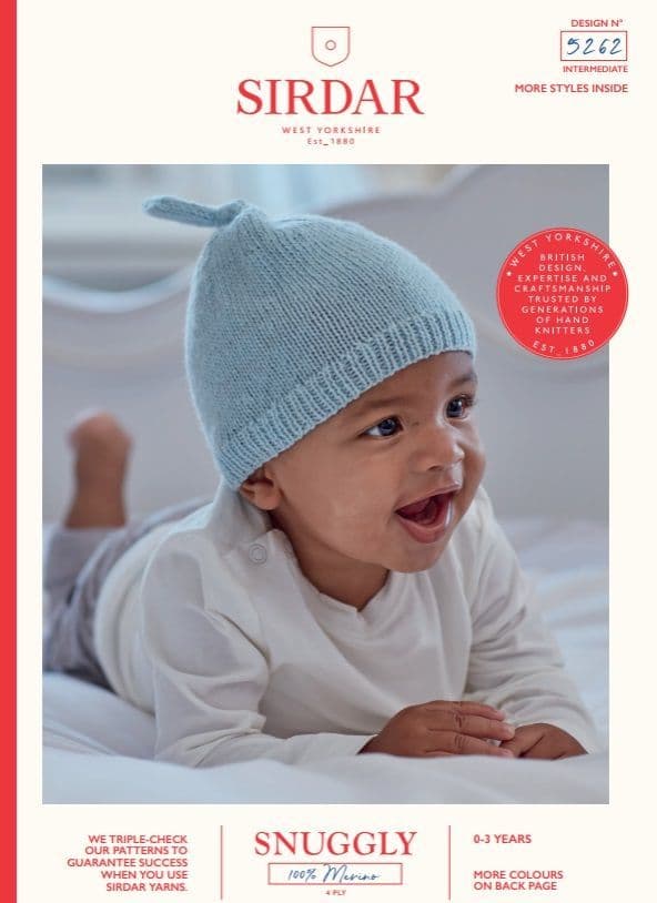 Sirdar Babies Hats & Bonnets Knitting Pattern in Snuggly Merino 4ply 5262