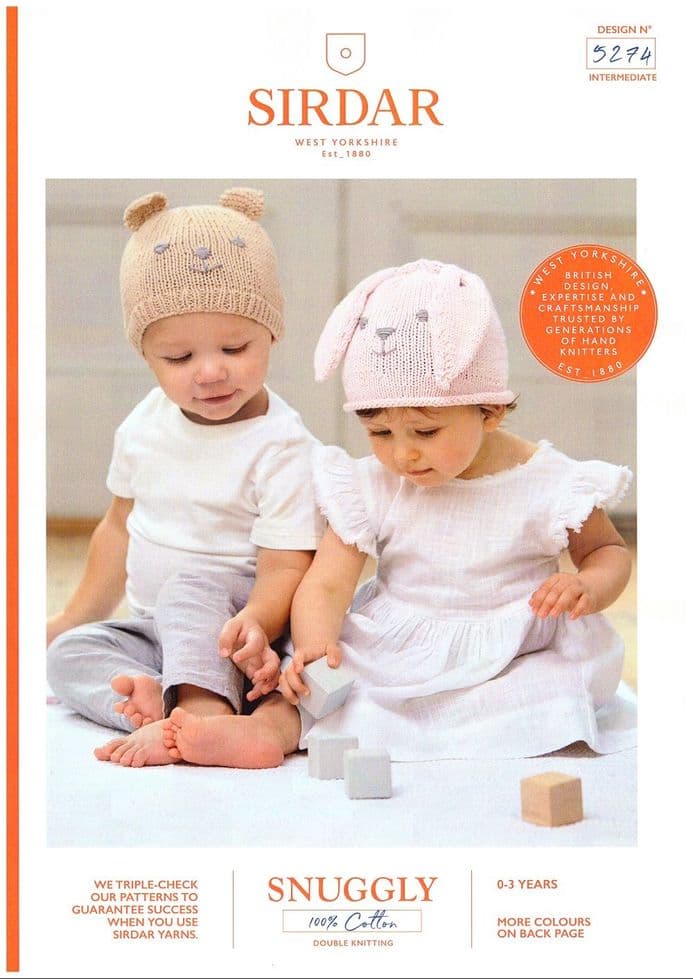 Sirdar Babies Hats Knitting Pattern in Snuggly 100 Cotton DK 5274