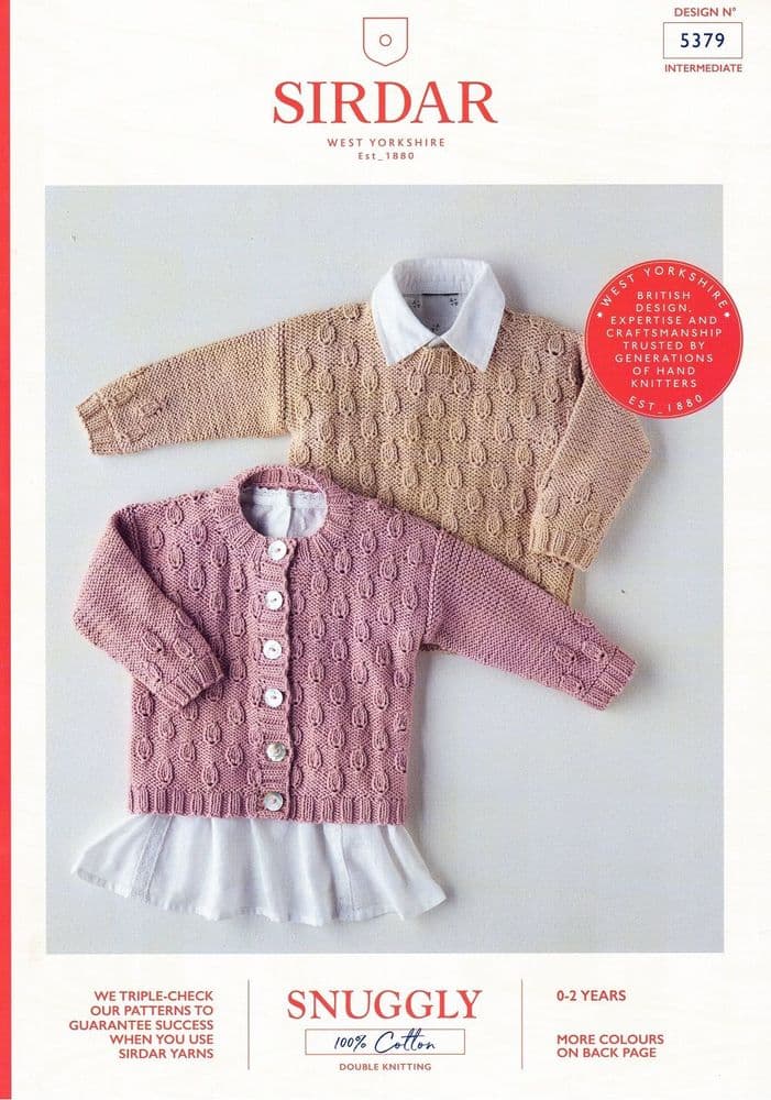 Sirdar Babies Jumper & Cardigan Knitting Pattern in Snuggly 100 Cotton ...