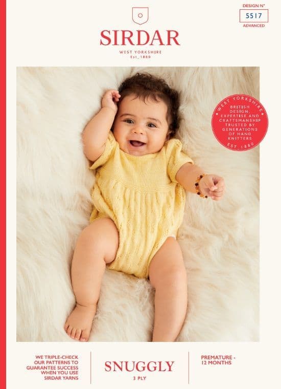 Sirdar Babies Romper Knitting Pattern in Snuggly 3ply - 5517 PDF DOWNLOAD
