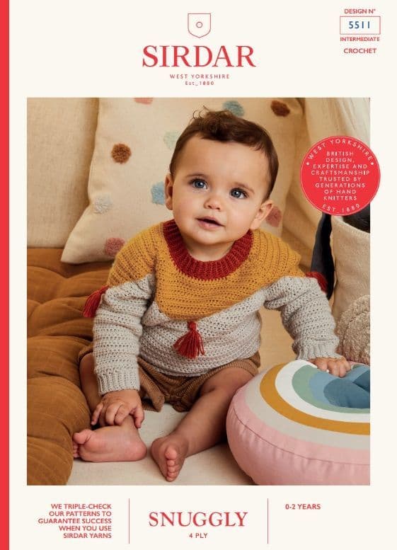Sirdar Babies Sweater Crochet Pattern in Snuggly 4ply - 5511 PDF DOWNLOAD