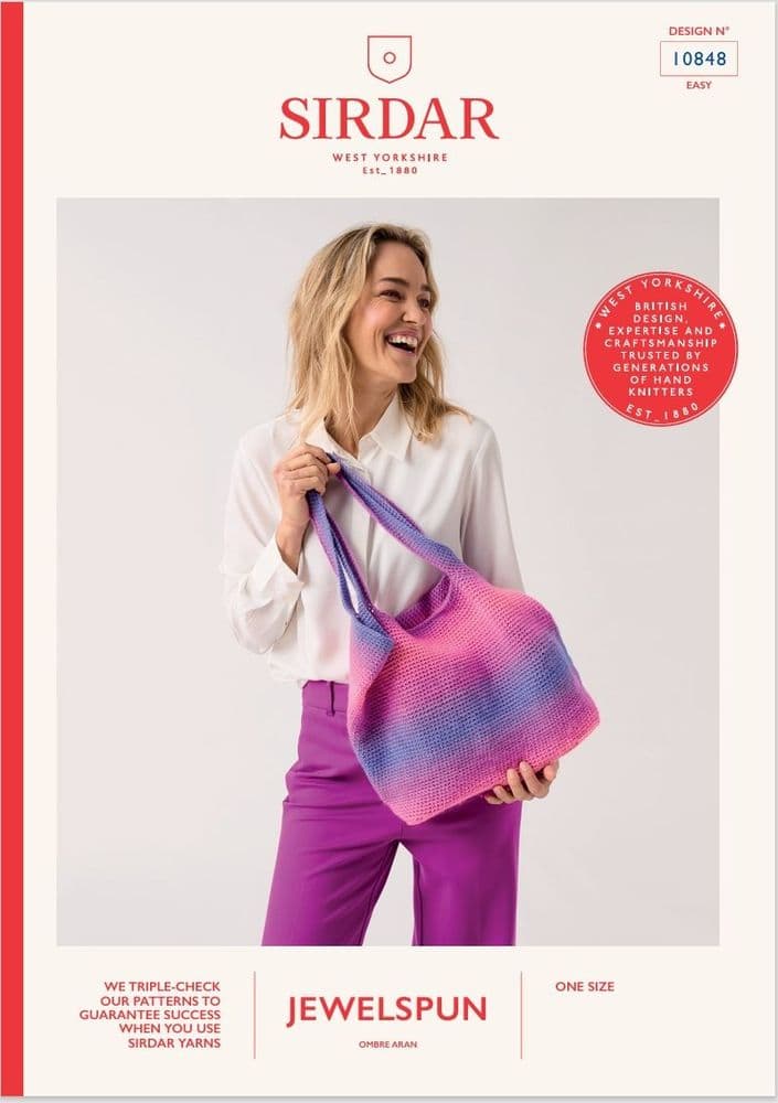 Sirdar Bag Crochet Pattern in Jewelspun Ombre Aran 10848