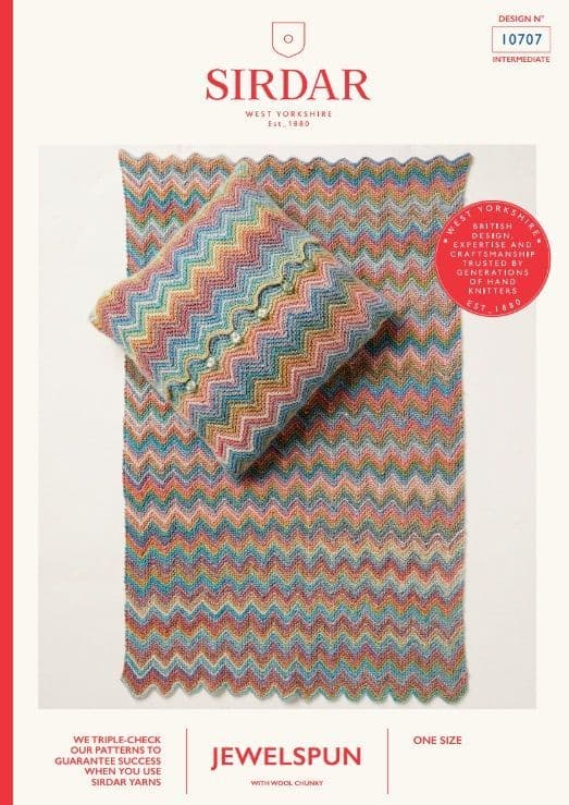 Sirdar Blanket & Cushion Knitting Pattern in Jewelspun Chunky - 10707