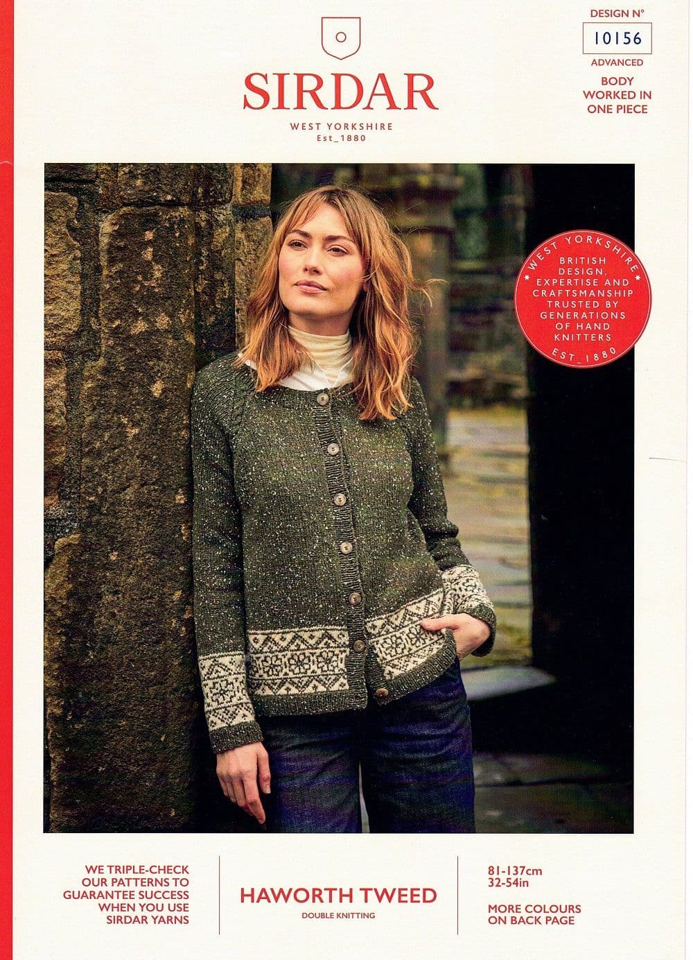 Sirdar Cardigan Knitting Pattern in Haworth Tweed DK 10156