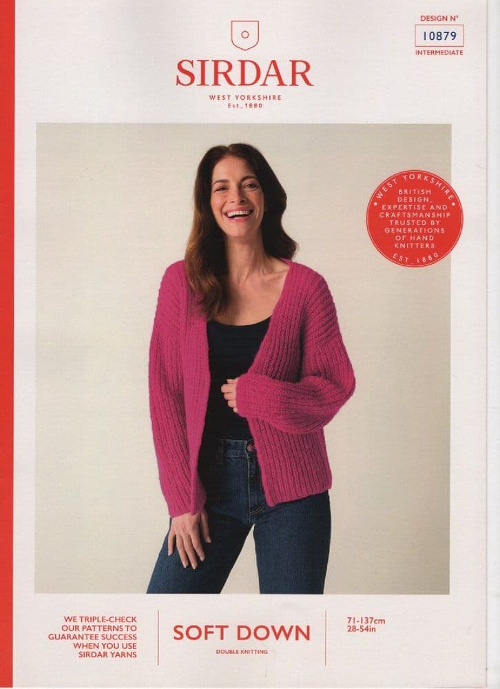 Sirdar Cardigan Knitting Pattern in Soft Down DK 10879