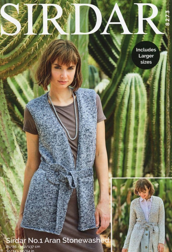 Sirdar Cardigans Knitting Pattern in No 1 Aran Stonewashed 8273