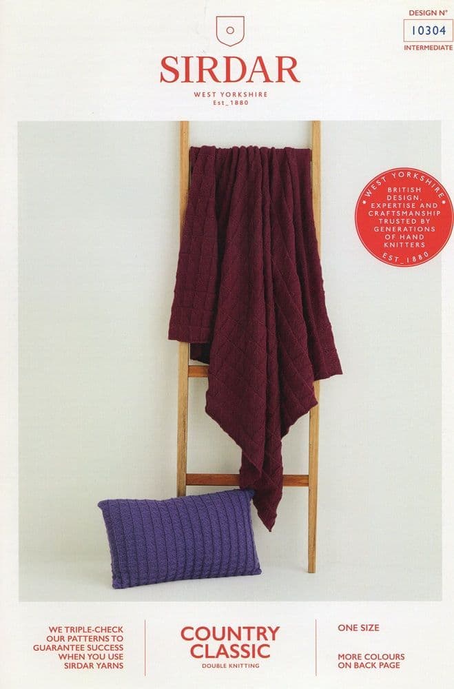 Sirdar Cushion & Blanket Knitting Pattern in Country Classic DK 10304