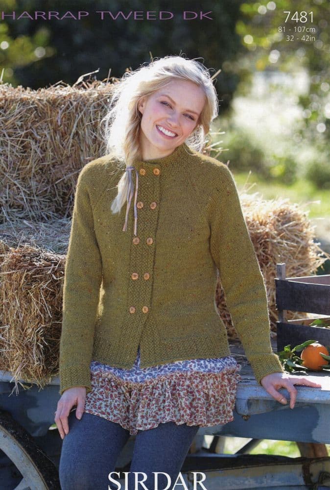 Sirdar Jacket Knitting Pattern in Harrap Tweed DK 7481