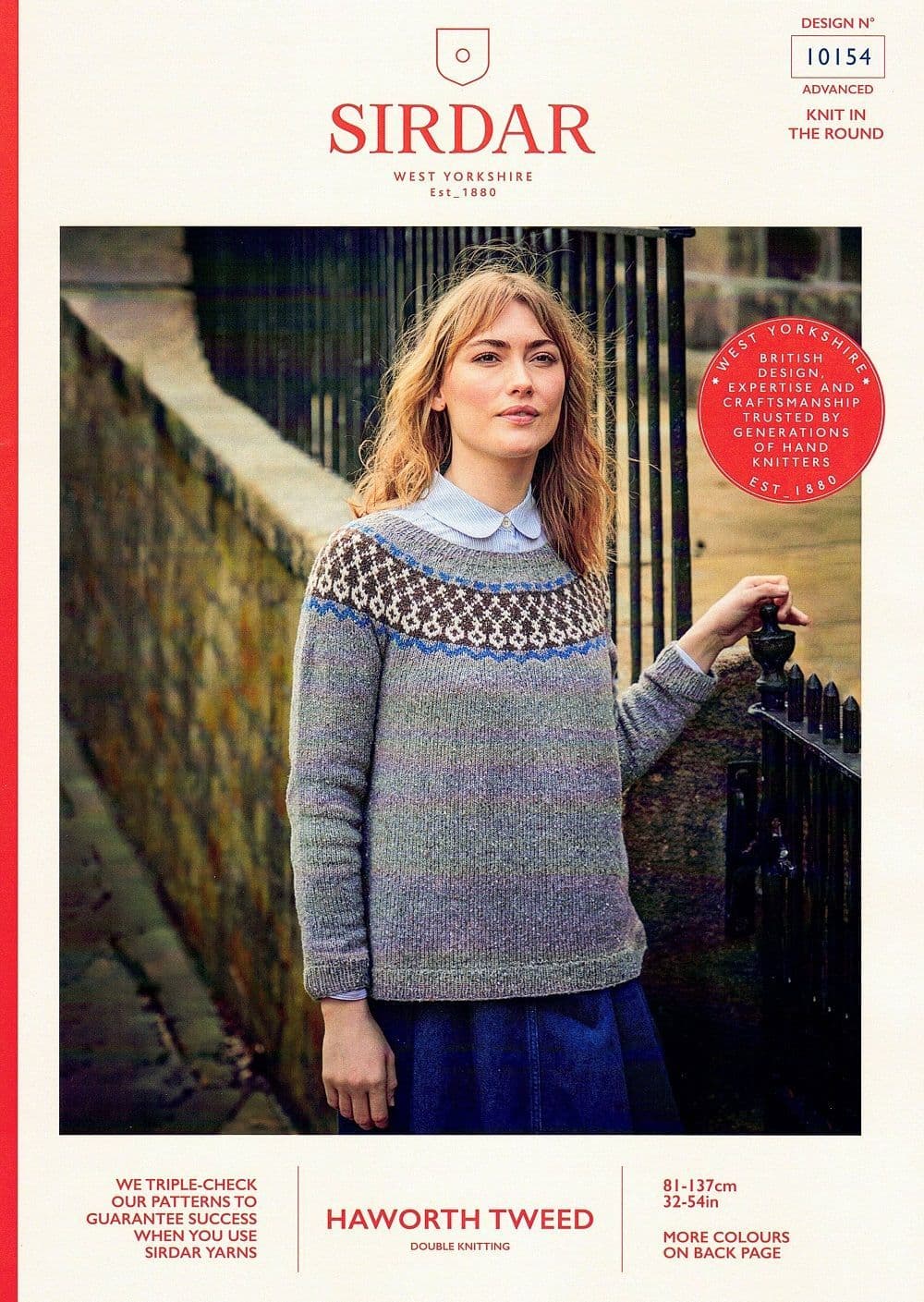 Sirdar Jumper Knitting Pattern in Haworth Tweed DK 10154