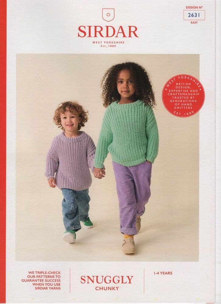 Sirdar Kids Sweater Knitting Pattern in Snuggly Chunky 2631