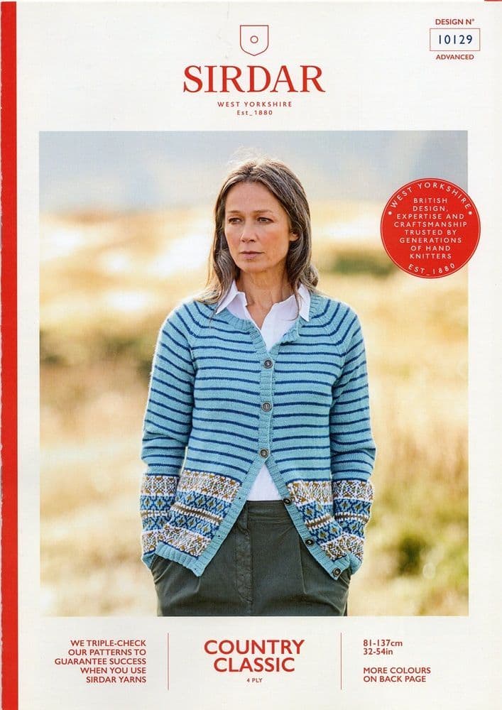 Sirdar Ladies Cardigan Knitting Pattern in Country Classic 4ply 10129
