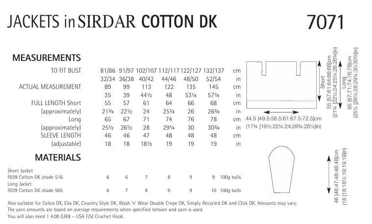 Sirdar Ladies Cardigans Crochet Pattern in Cotton DK - 7071 PDF DOWNLOAD