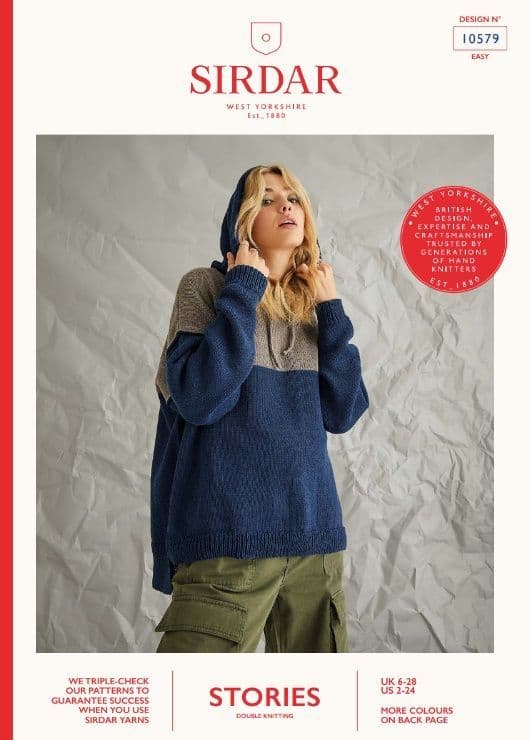 Sirdar Ladies Hoodie Knitting Pattern in Stories DK - 10579 PDF DOWNLOAD