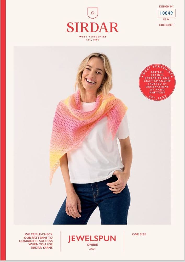 Sirdar Ladies Shawl Crochet Pattern in Jewelspun Ombre 10849