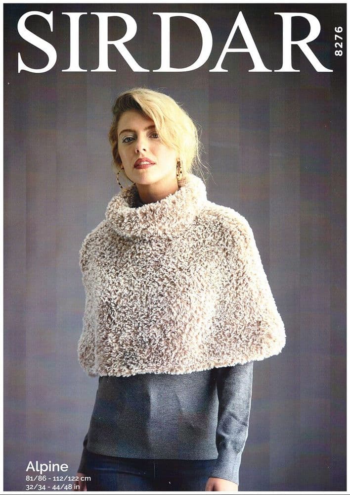Sirdar Ladies Shoulder Cape Knitting Pattern in Alpine Super Chunky 8276