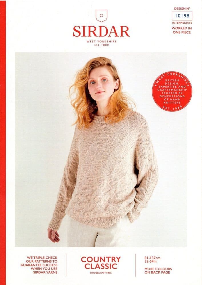 Sirdar Ladies Sweater Knitting Pattern in Country Classic DK 10198