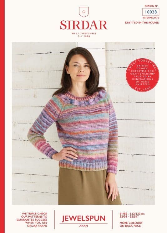 Sirdar Ladies Sweater Knitting Pattern in Jewelspun Aran - 10028 PDF ...