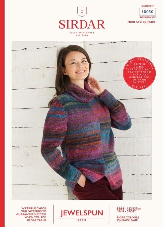 Sirdar Ladies Sweater Knitting Pattern in Jewelspun Aran - 10030 PDF ...