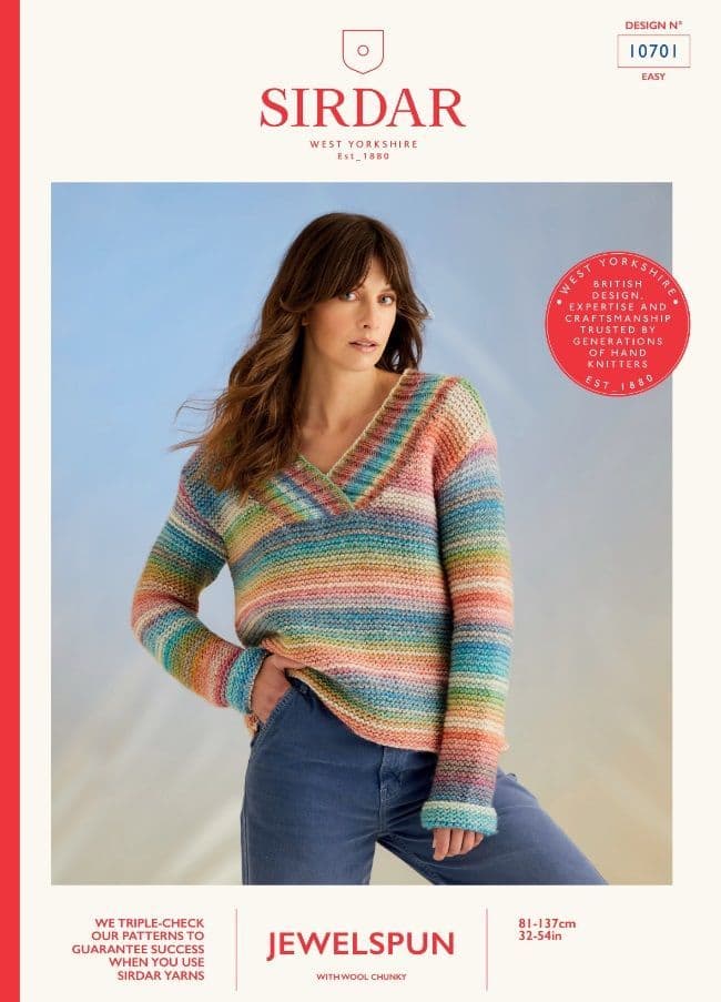 Sirdar Ladies Sweater Knitting Pattern in Jewelspun Chunky - 10701