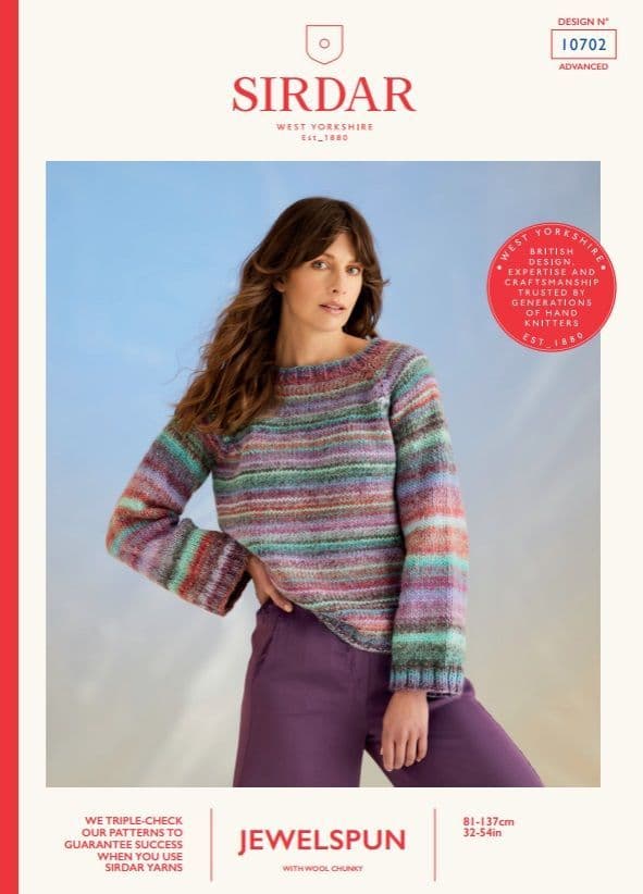 Sirdar Ladies Sweater Knitting Pattern in Jewelspun Chunky - 10702