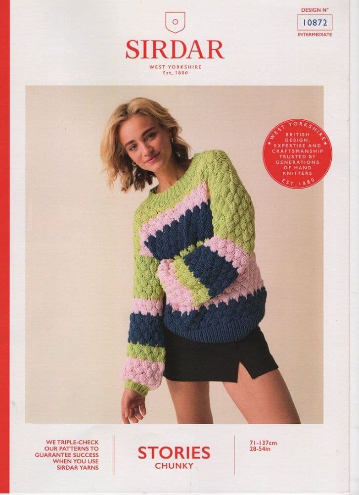 Sirdar Ladies Sweater Knitting Pattern in Stories Chunky 10872