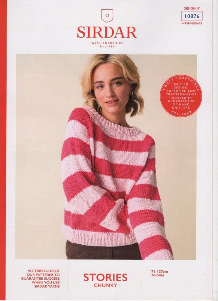 Sirdar Ladies Sweater Knitting Pattern in Stories Chunky 10876