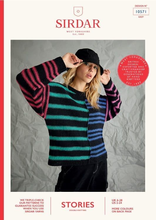 Sirdar Ladies Sweater Knitting Pattern in Stories DK - 10571 PDF DOWNLOAD