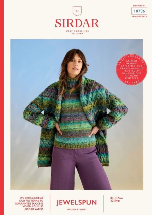 Sirdar Ladies Sweater & Scarf Knitting Pattern in Jewelspun Chunky - 10706