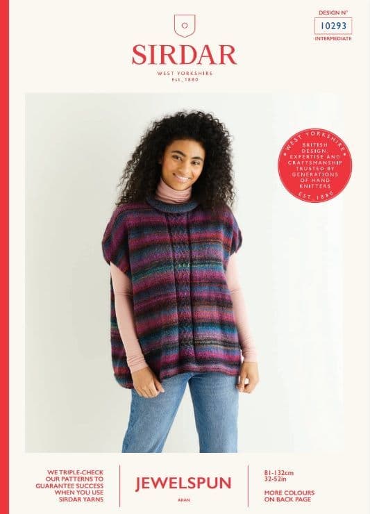 Sirdar Ladies Tunic Knitting Pattern in Jewelspun Aran - 10293 PDF DOWNLOAD