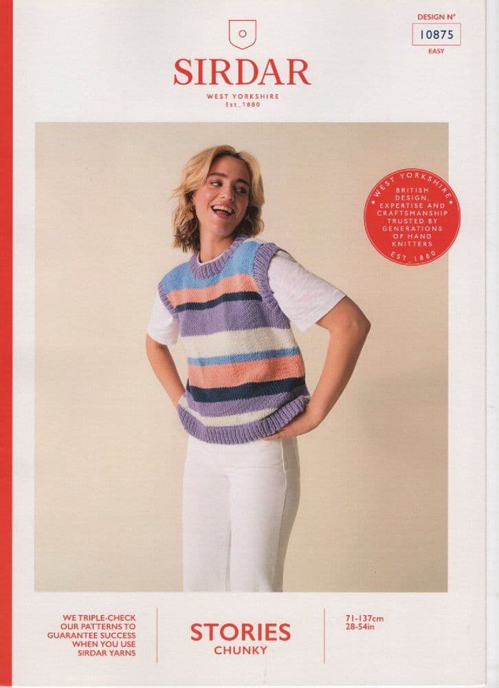 Sirdar Ladies Vest Knitting Pattern in Stories Chunky 10875